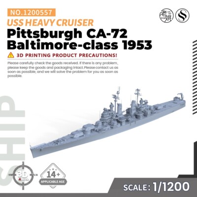 SSMODEL 1/1200 Kit USS Pittsburgh CA-72 Baltimore-class Heavy Cruiser ...