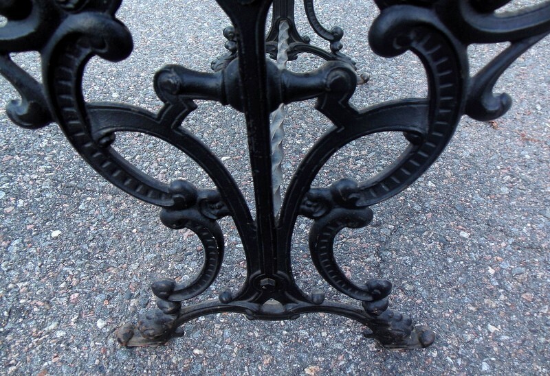 Vtg CAST IRON BENCH Seat Stool Arms Paw Feet Scrollwork ROCOCO BAROQUE ...