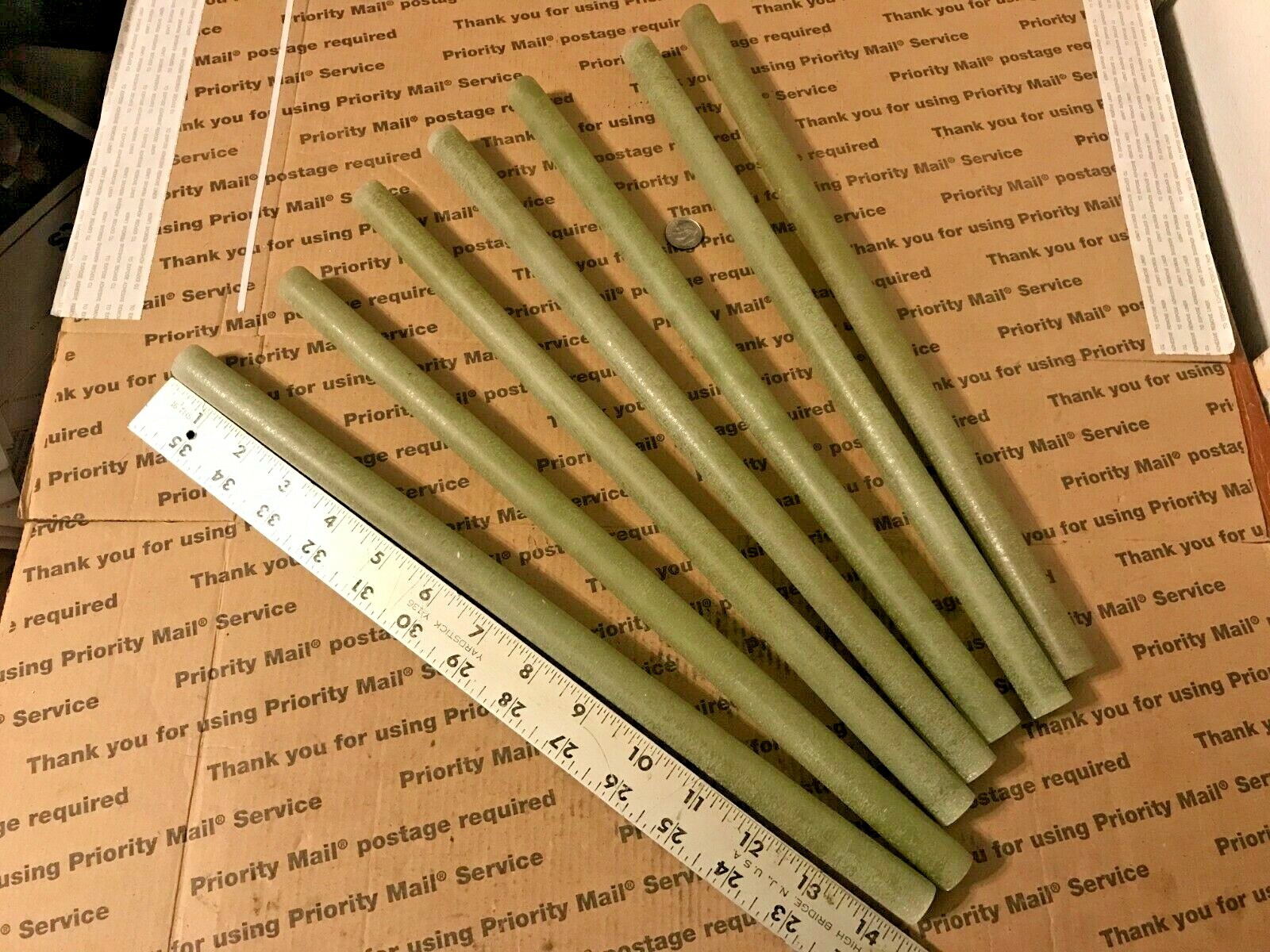 LOT OF 14 RODS 11/16" X 14 3/8" = 200" G10/FR4 PHENOLIC GAROLITE TOUGH ...