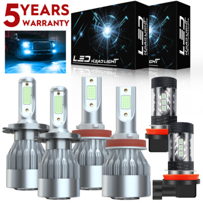 8000K LED Headlights High Low Beam Fog Light Bulbs Kit For Ford Fusion ...
