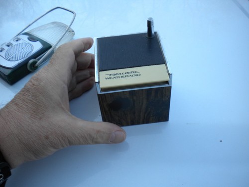 Vintage Realistic Radio Shack Weather Radio Cube Faux Walnut Wood ...