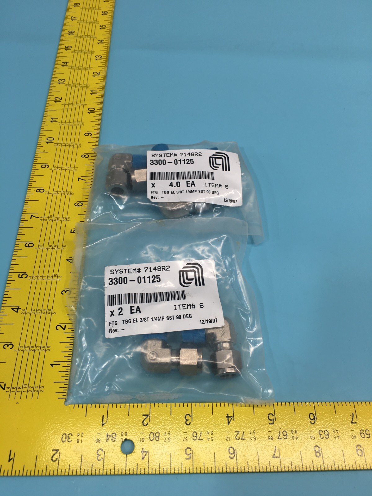 LOT OF 6 AMAT 3300-01125 FTG TBG EL 3/8T 1/4MP SST 90 DEG, 123282 | eBay