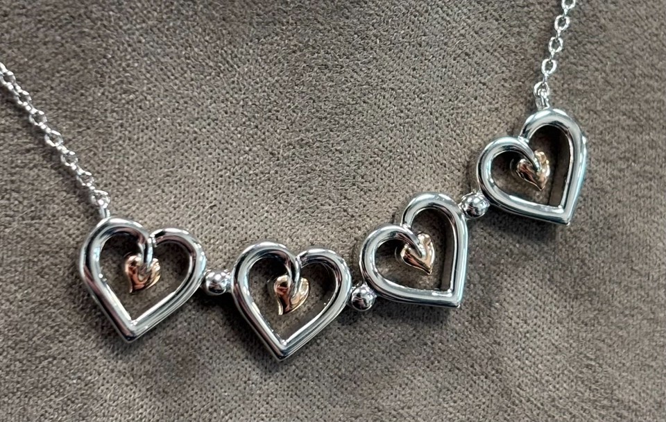Clogau Welsh Silver & 9ct Rose Gold Tree of Life Heart Necklace 18 ...
