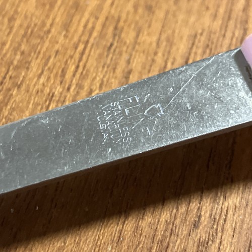 Vtg Flint Ekco Forge Pink Handled Slotted Serving Spoon Stainless Steel ...