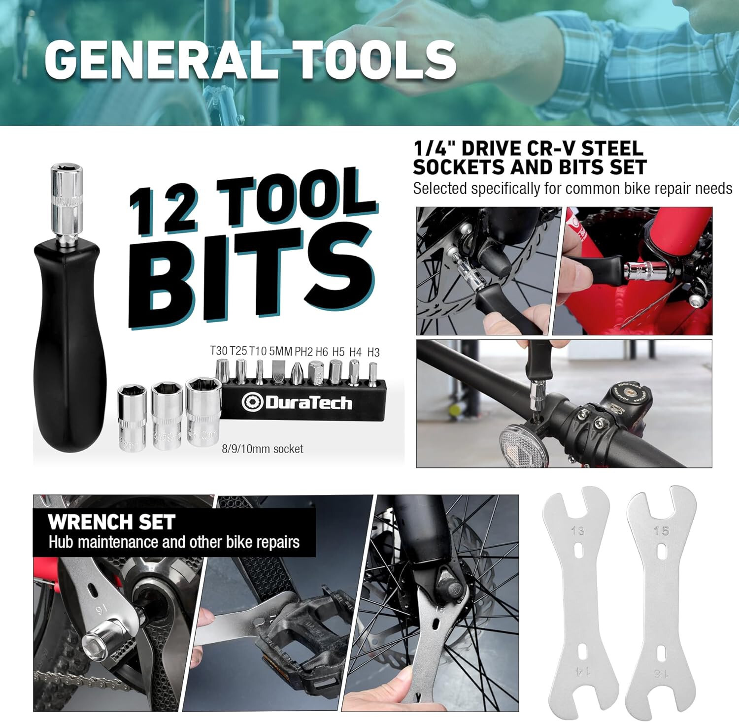 31 pc Bicycle Tool Kit Complete Bike Repair & Maintenance Kit w ...