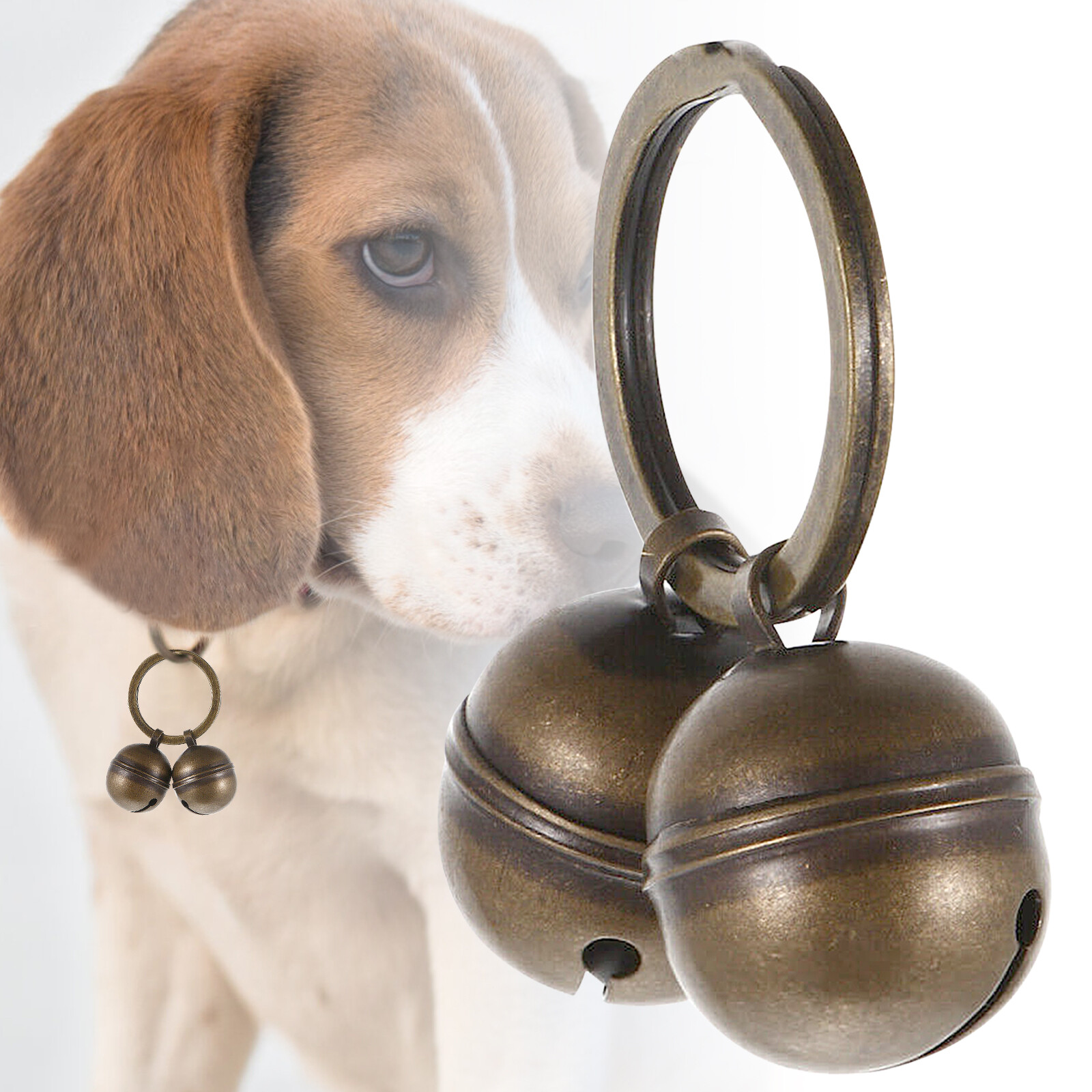 Extra Loud Pair of Cat and Dog Bells Brass Bells for Pets Collar Charm ...