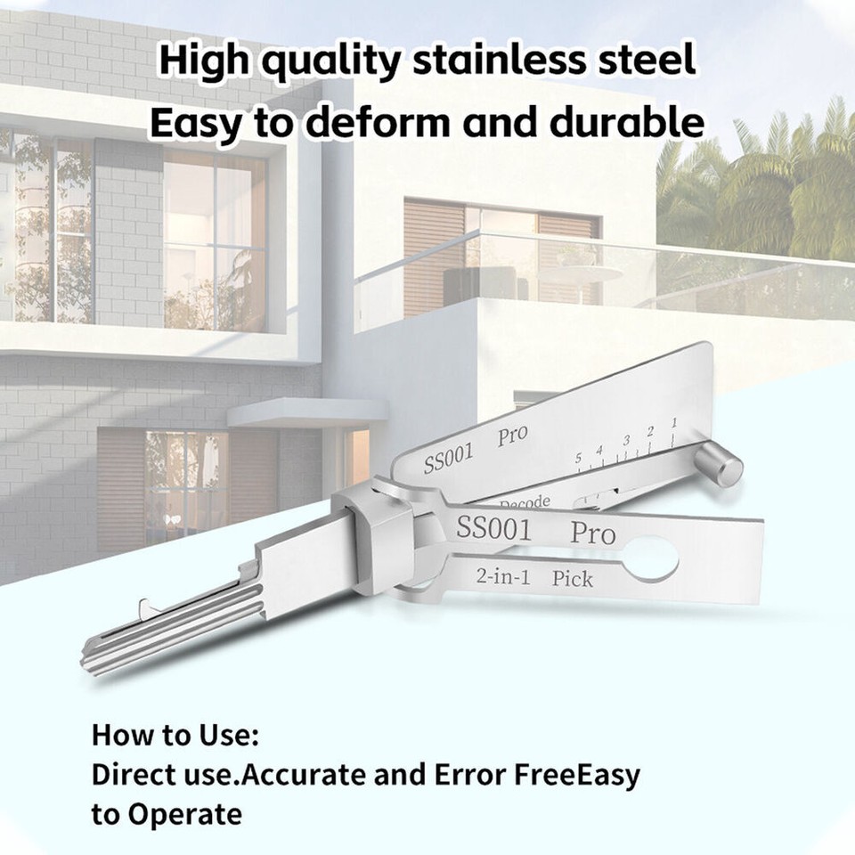 Stainless Steel Key Repair Tool SS001 Decoder Picking Hook for Perfect ...