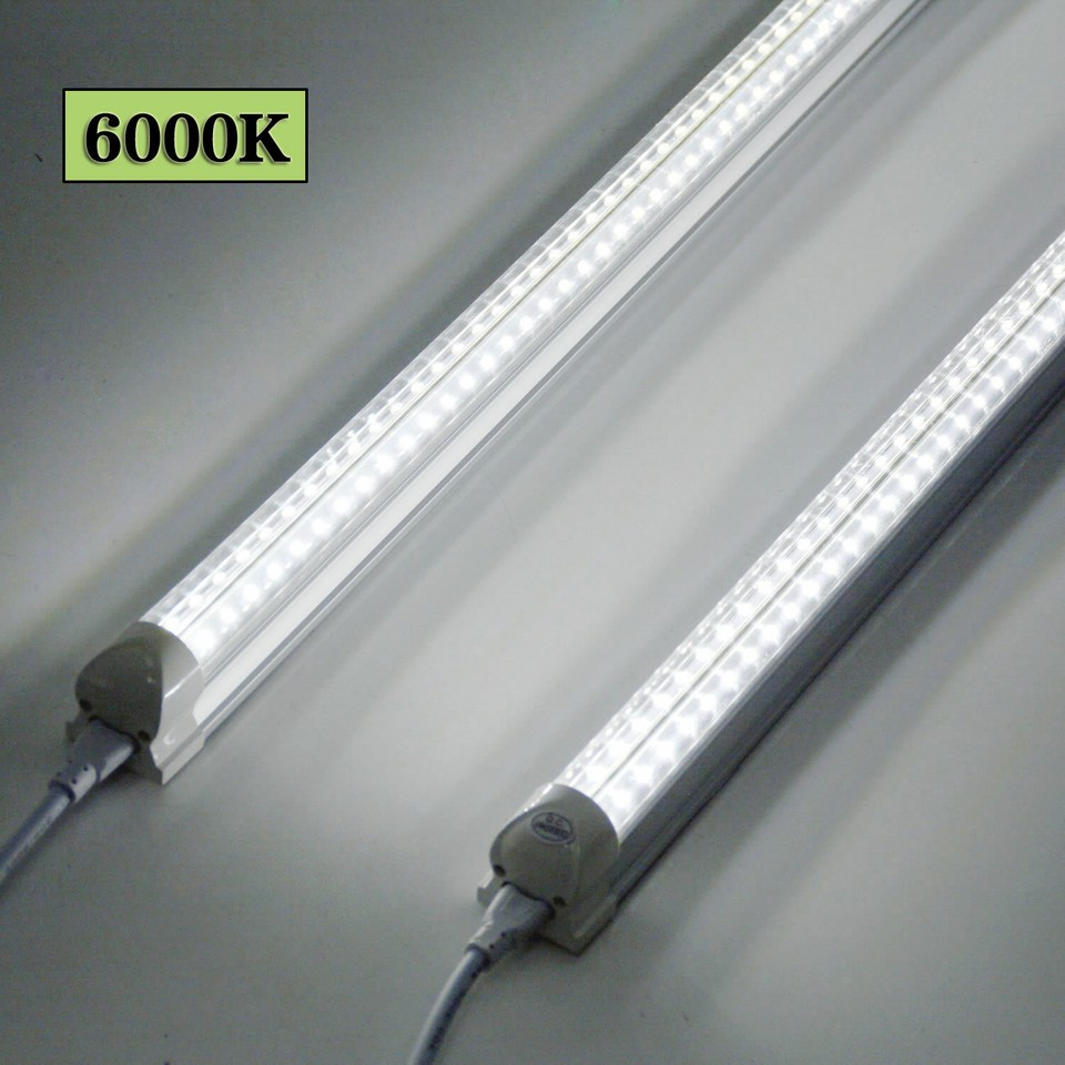 T8 4-Pack 4ft LED Tube Lights (36W), 3600K, Built-in Fixtures –Perfect ...