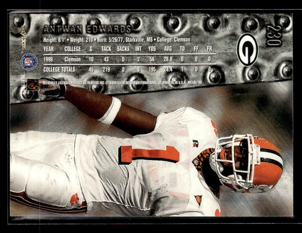 1999 SkyBox Metal Universe #230 Antuan Edwards Rookie card | eBay