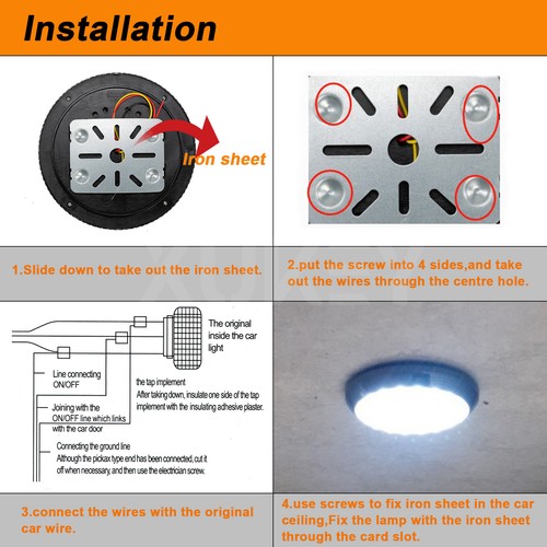 Pair Caravan Roof Interior Dome Light Round Ceiling LED Camper Van Bus ...