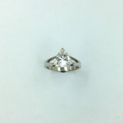 Colorless White Triangle Shape Cubic Zirconia Women 935 Silver Ring ( 7 ...