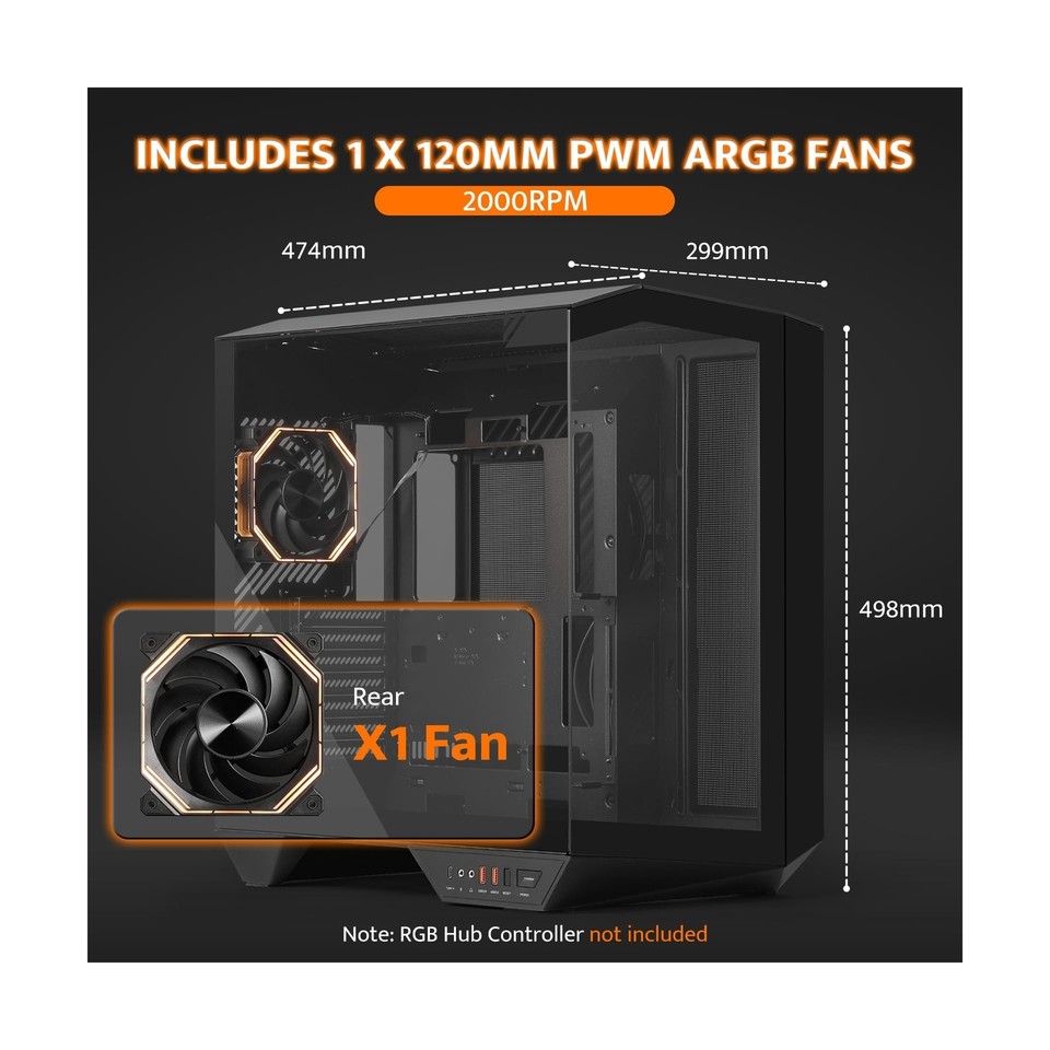 darkFlash Full-Tower ATX Gaming PC Case, Back Plug-in Motherboard, Dual ...