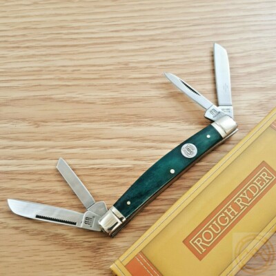 Rough Ryder Whittler Pocket Knife 440A Stainless Steel Blade Blue Bone ...