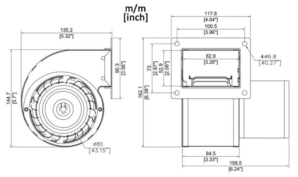 Replacement fan blower for outdoor boiler HeatMaster 3000, 4000, 5000 ...