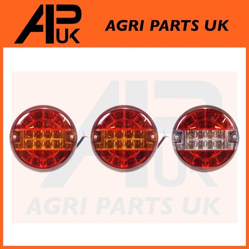 3x LED Rear Round Brake Tail & Reverse Light Lamp JPM Marshall Joskin ...
