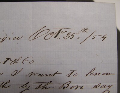 ANTIQUE 1854 LETTER JAMES JAILLET GREENVILLE GEORGIA MERIWETHER COUNTY ...