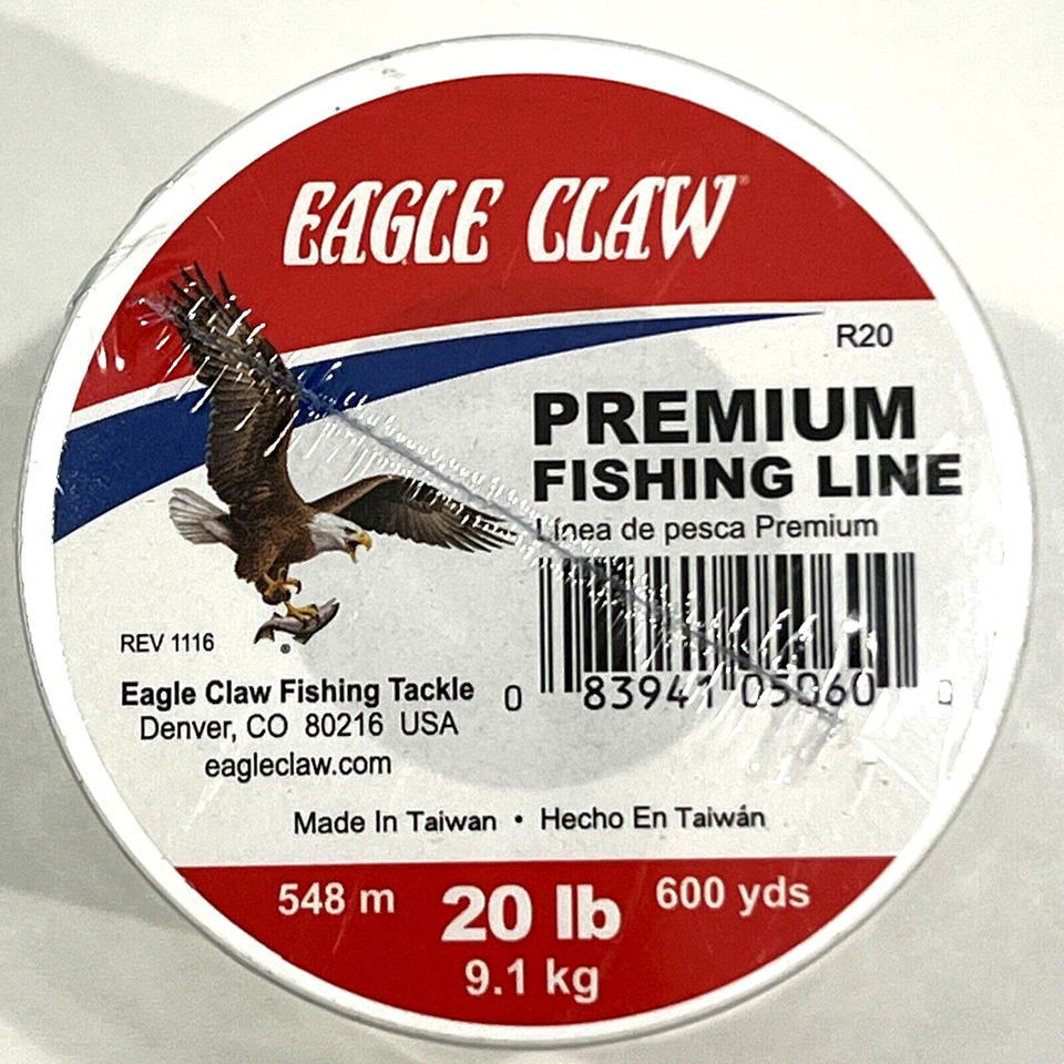Premium Eagle Claw Fishing Line 20 Pound Test 600 yds, Clear Mono | eBay