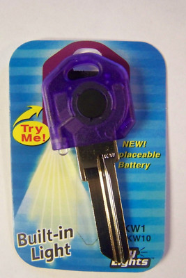 Key Light Kwikset KW1/10 light up key blank Purple head with red light ...