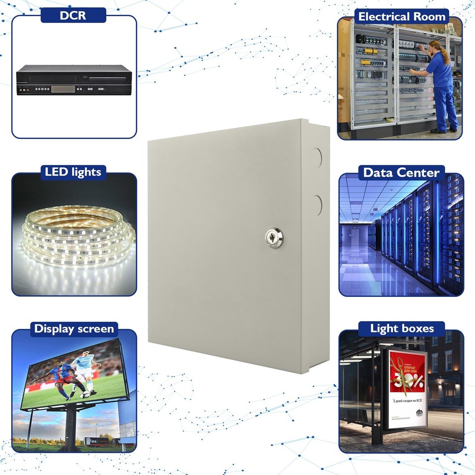 18 CH CCTV Power Supply Box DC 12V 10A fit CCTV DVR Security System and ...