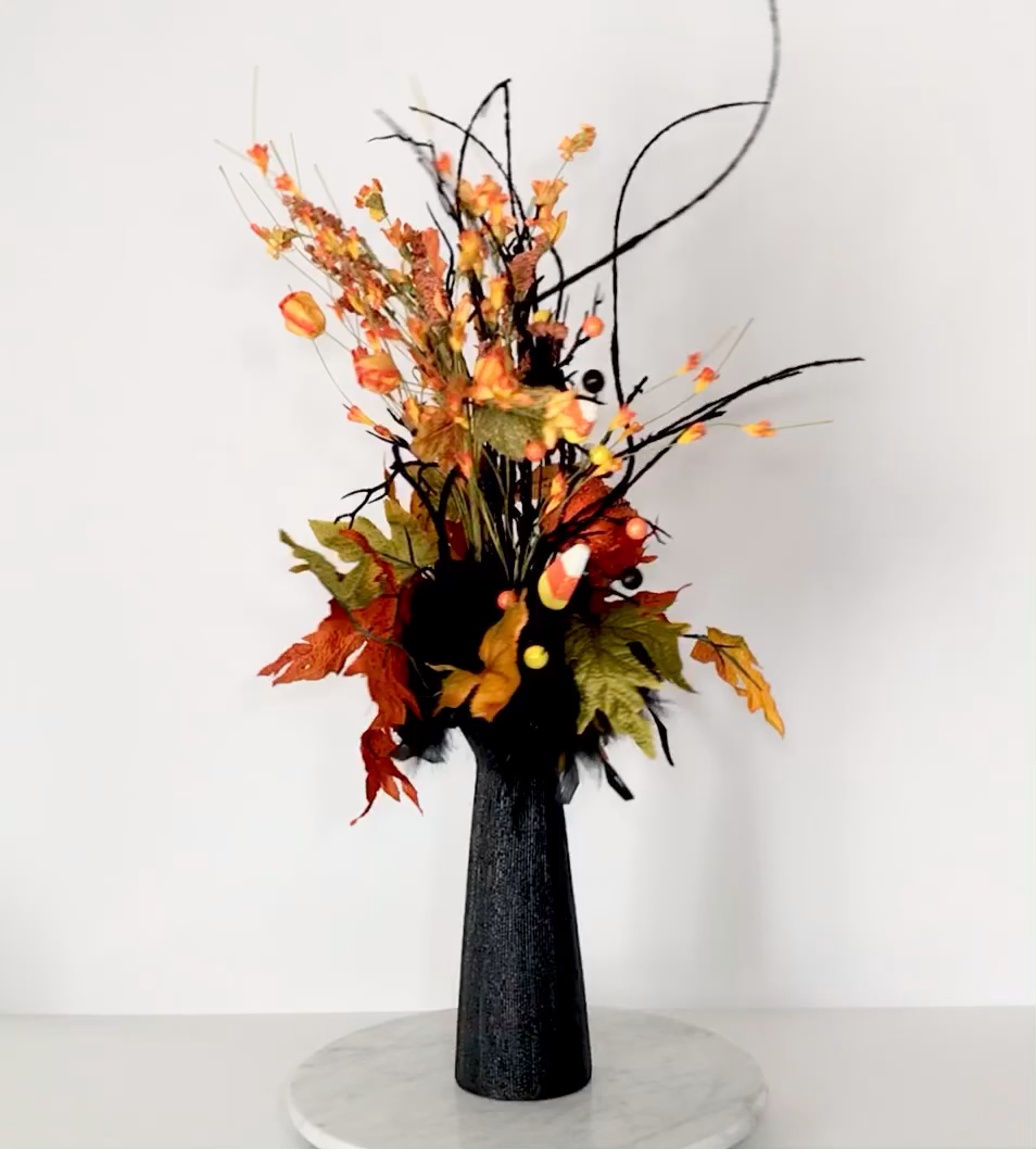 TALL HALLOWEEN CENTERPIECE FUN PARTY DECORATION TABLE ARRANGEMENT BLACK ...
