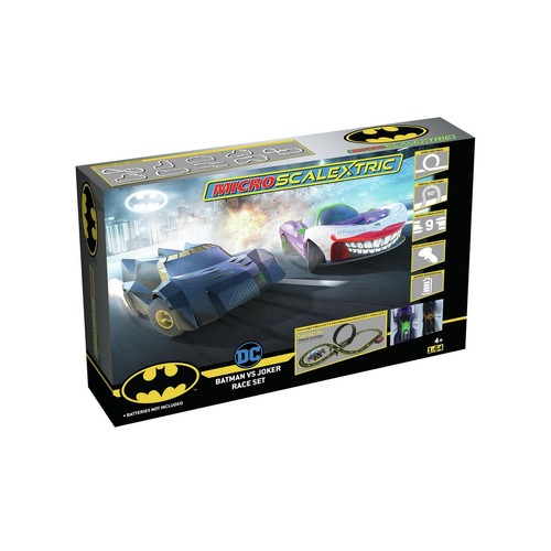 Micro Scalextric 1:64 Batman vs Joker Car Track Loop-the-Loop 2 Cars 9 ...