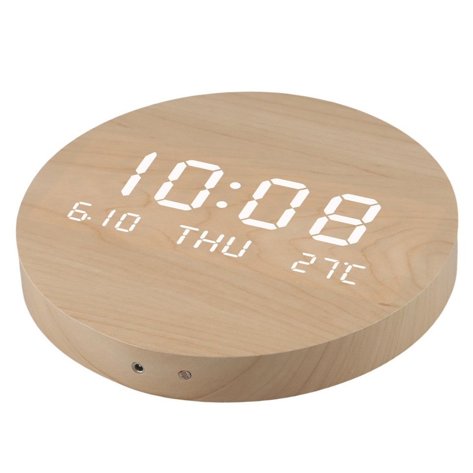 Large Digital Display Wooden Wall Clock with Time and Date ...