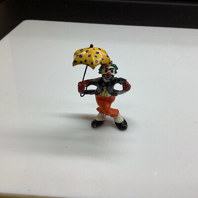 Small Metal Clown With Umbrella Figurine Hand Painted 2 3/8 Inches Tall ...