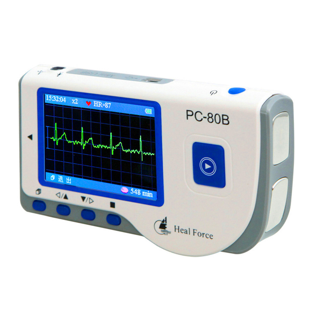 80B Handheld Easy EKG ECG Portable Heart Monitor+ECG Cable Continuous ...