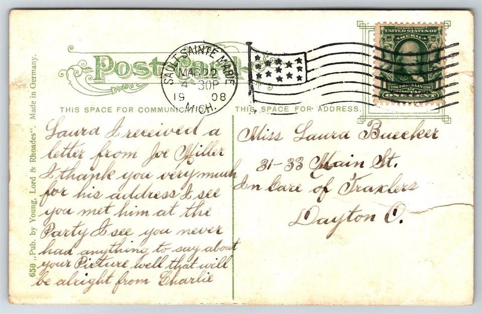 Birdseye View Of Soo Locks Poe Lock Empty MI C1908 Postcard U16 | eBay