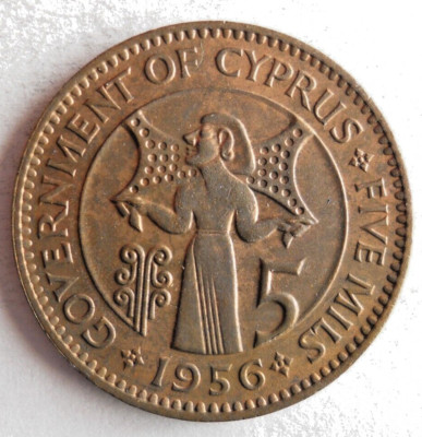 1956 CYPRUS 5 MILS - Excellent Collectible Coin - FREE SHIP - Bin #23 ...