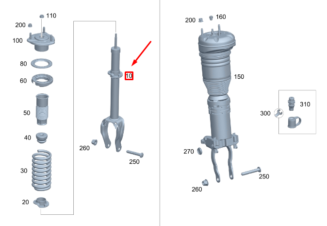 MERCEDES-BENZ GLE W167 Front Shock Absorber A1673237400 NEW GENUINE ...