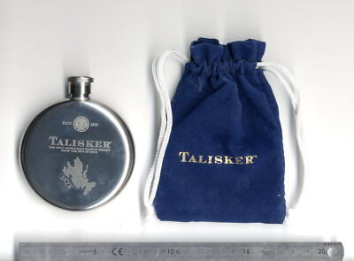 Vintage '90 Talisker silver plated whiskey flask flasque métal argenté ...