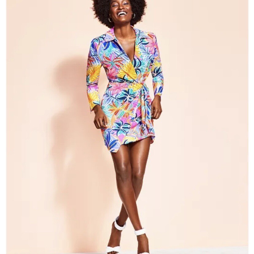 Royalty By Maluma Tropical Print Wrap Mini Dress Size… - Gem