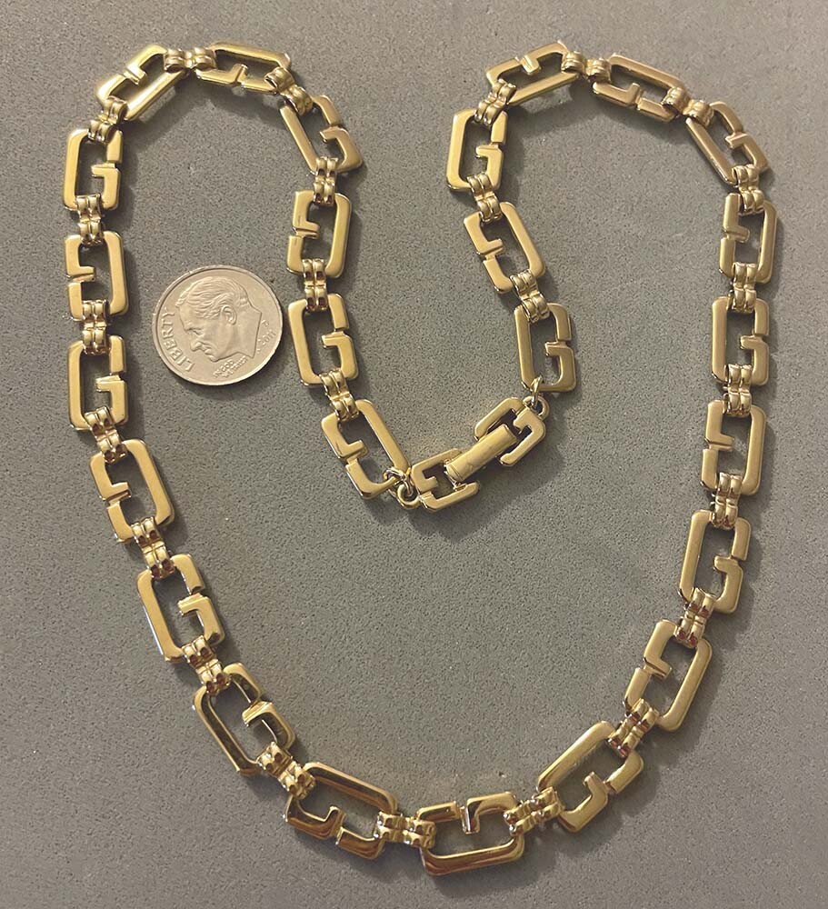 Rare Vintage Signed GIVENCHY Signature G Logo Link Go… - Gem