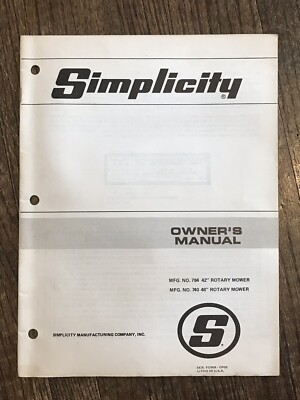 Simplicity Owners Manual 42" 48" Rotary Mower | eBay