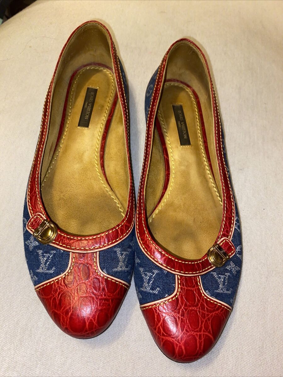 Louis Vuitton Monogram Red Leather Ballet Ballerina Flat Louis Vuitton Monogram Red Leather Ballet Ballerina Flat
