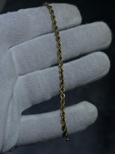 14k Yellow Gold Diamond Cut Hand Made Rope Chain Design 7" Length ...