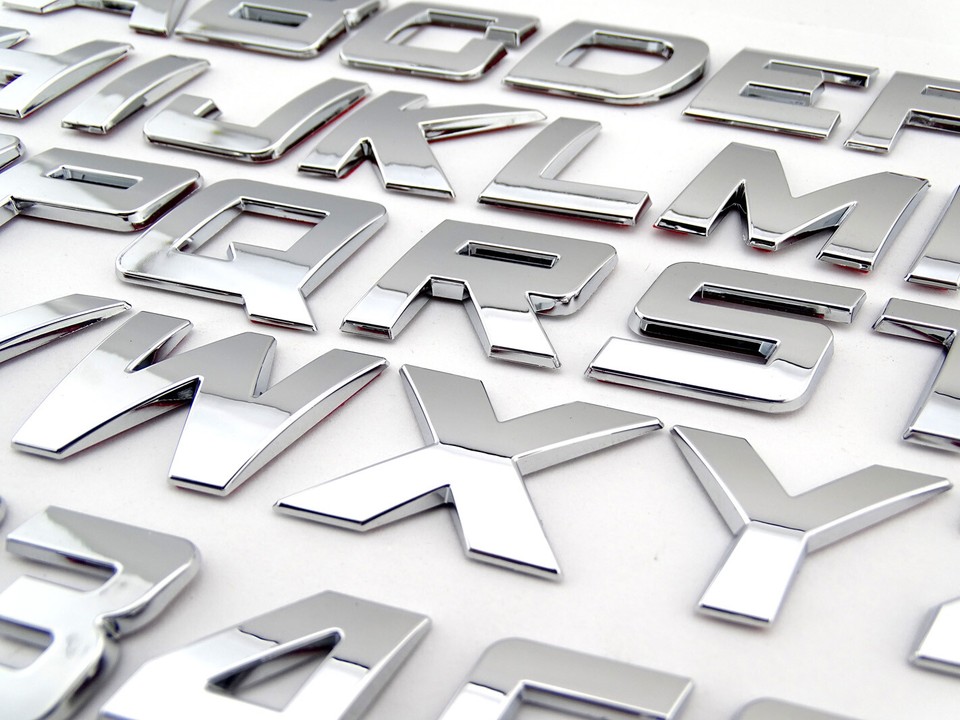 DIY 3D italic letters numbers Alphabet car sticker auto sign Car ...