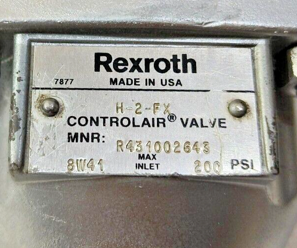 REXROTH H-2-FX CONTROLAIR LEVER OPERATED VALVE 200PSI MNR : R431002643 ...
