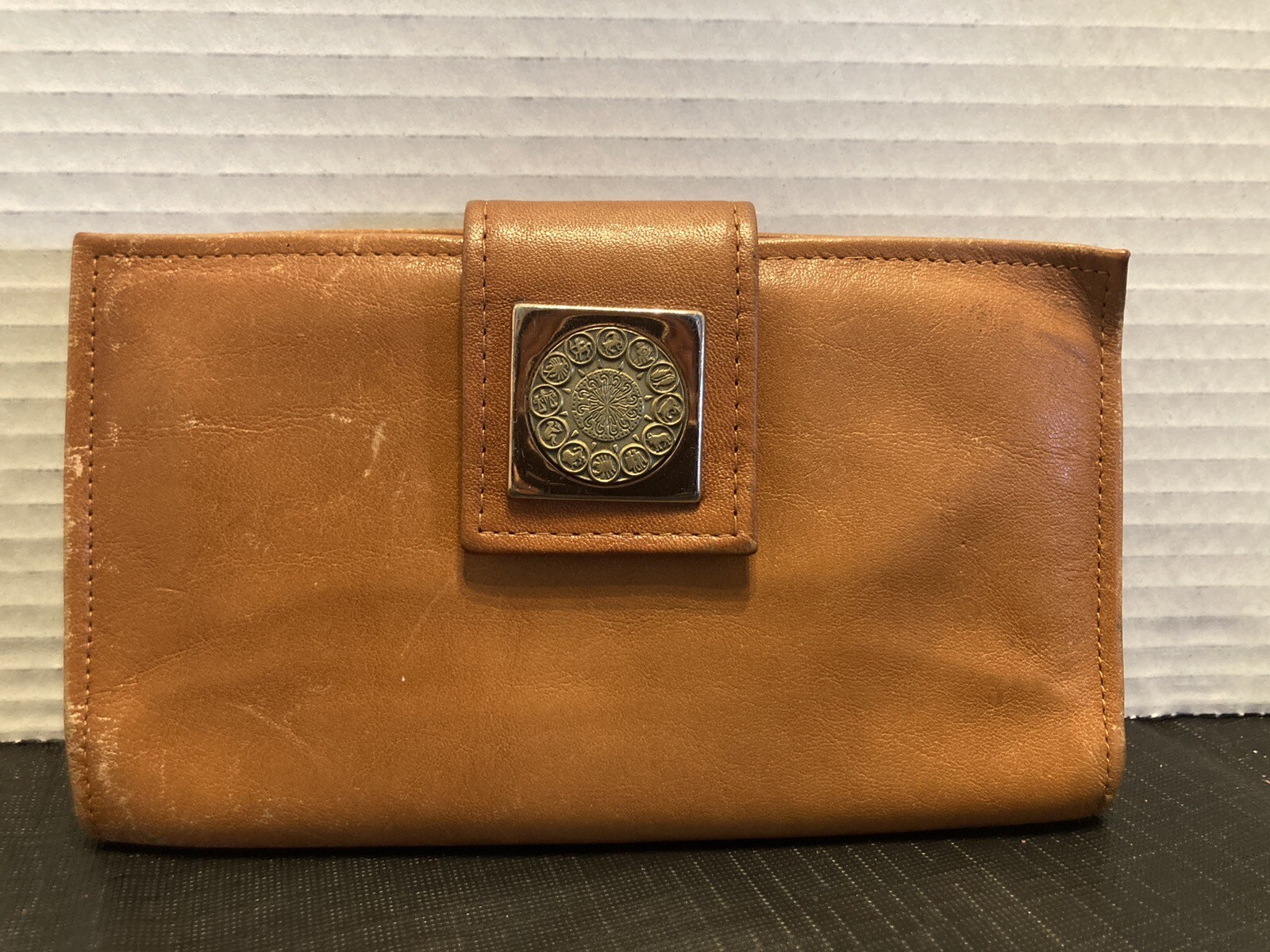 70s Zodiac Sign Brown Leather Flap Closure Wallet by … - Gem