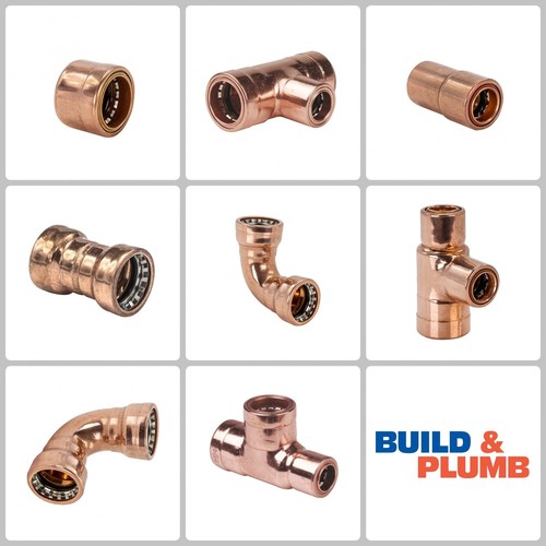 15mm 22mm Copper Push-Fit Plumbing Fittings - Couplings - Elbows - Tees ...