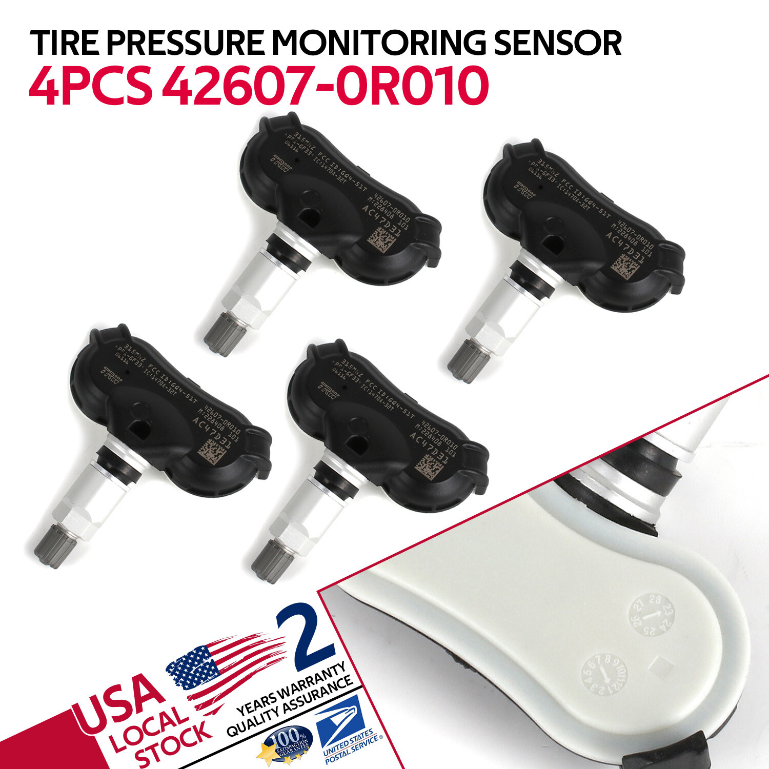 For TOYOTA RAV4 Tire Pressure Monitor Sensor 315Mhz 4PCS 42607-0R010 ...
