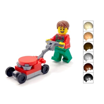 Gardener Cake Topper Made With LEGO® Bricks Man Mowing Grass Lawn Mower ...