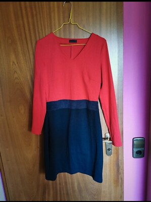 Winterkleid V Ausschnitt bodycoon figurbetont langarm rot schwarz M ...