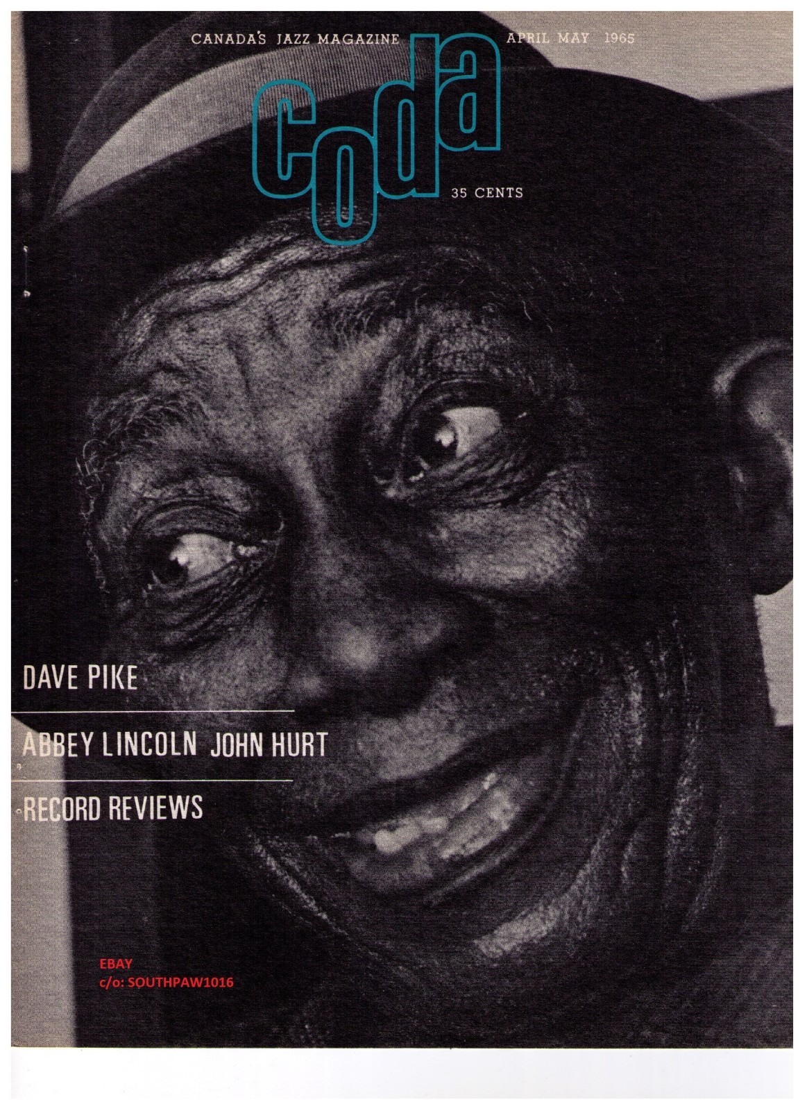 1965 Coda Jazz Magazine "Mississippi John Hurt" Blues Legend Magazine ...