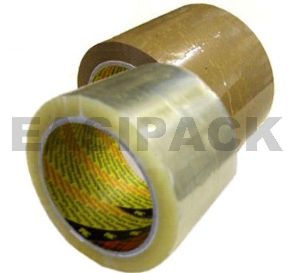 Scotch 3M 371 Heavy Duty Clear Buff Parcel / Packing Tape Rolls 25mm ...