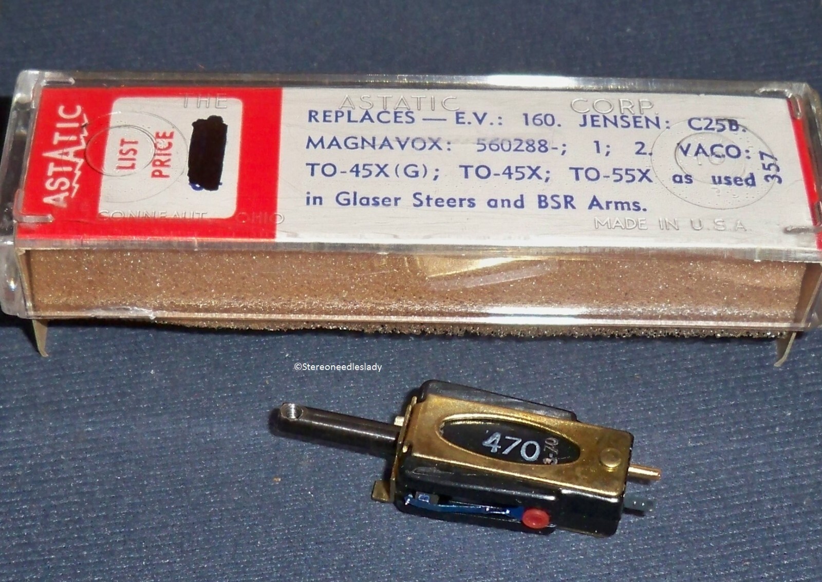 CARTRIDGE NEEDLE ASTATIC 470 for Vaco TO-45X TO-55X Magnavox 560288 EV ...
