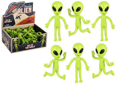 Bendable Rubber Neon Green Aliens - 24 Pack. (4") Action Figures ...