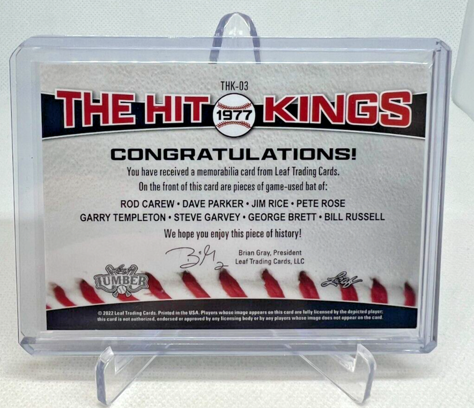 2022 Leaf Lumber Hit Kings 8 Piece Relic ROSE/GARVEY/RUSSELL/BRETT ...
