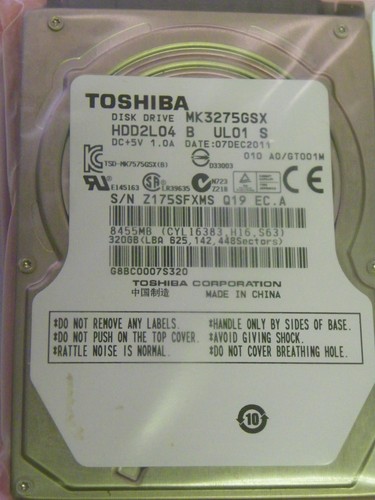 Toshiba MK3275GSX (HDD2L04 B UL01 S) 010 A0/GT001M Laptop 320GB 2.5 ...